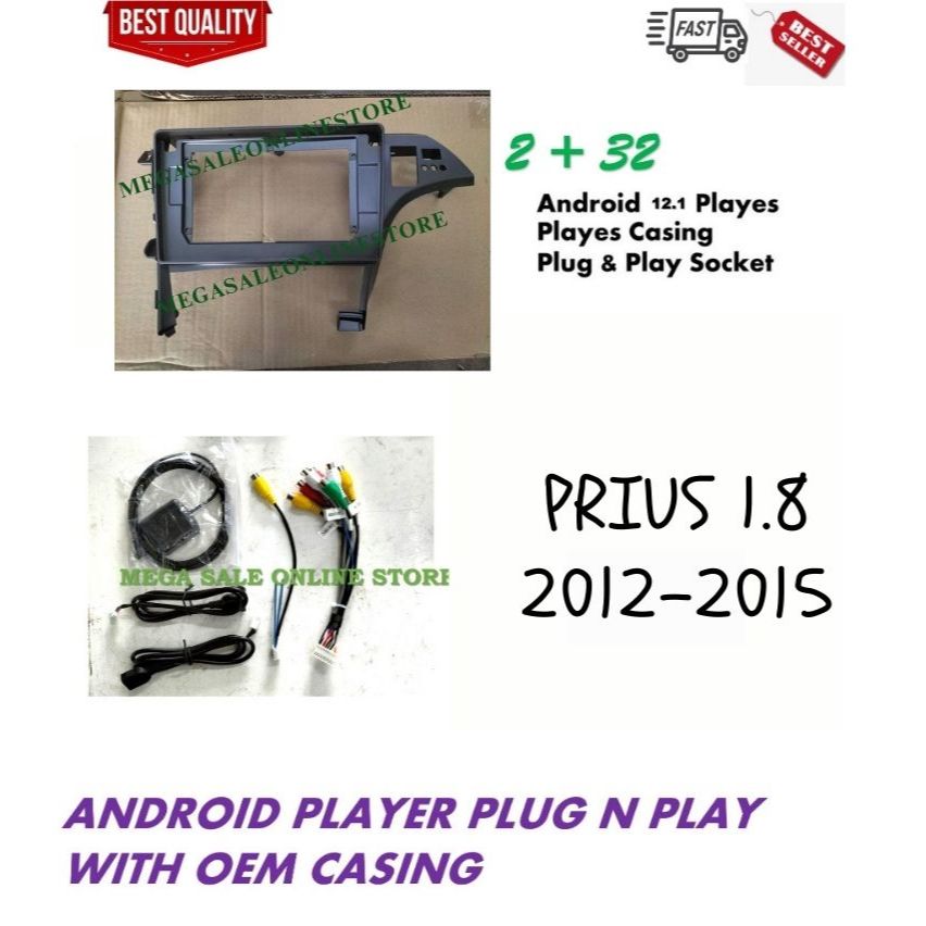 Toyota PRIUS 1.8 2012 - 2015 android player 10 inch IPS Screen PLUG N ...