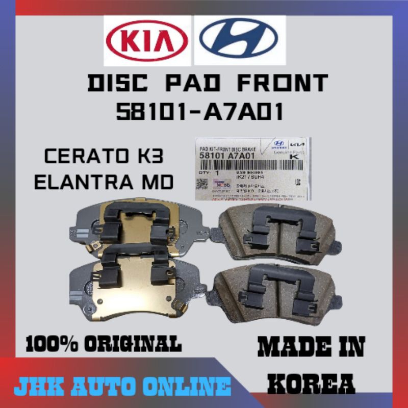 KIA CERATO K3 DISC PAD FRONT SET 100%ORIGINAL 58101-A7A01 | Shopee Malaysia