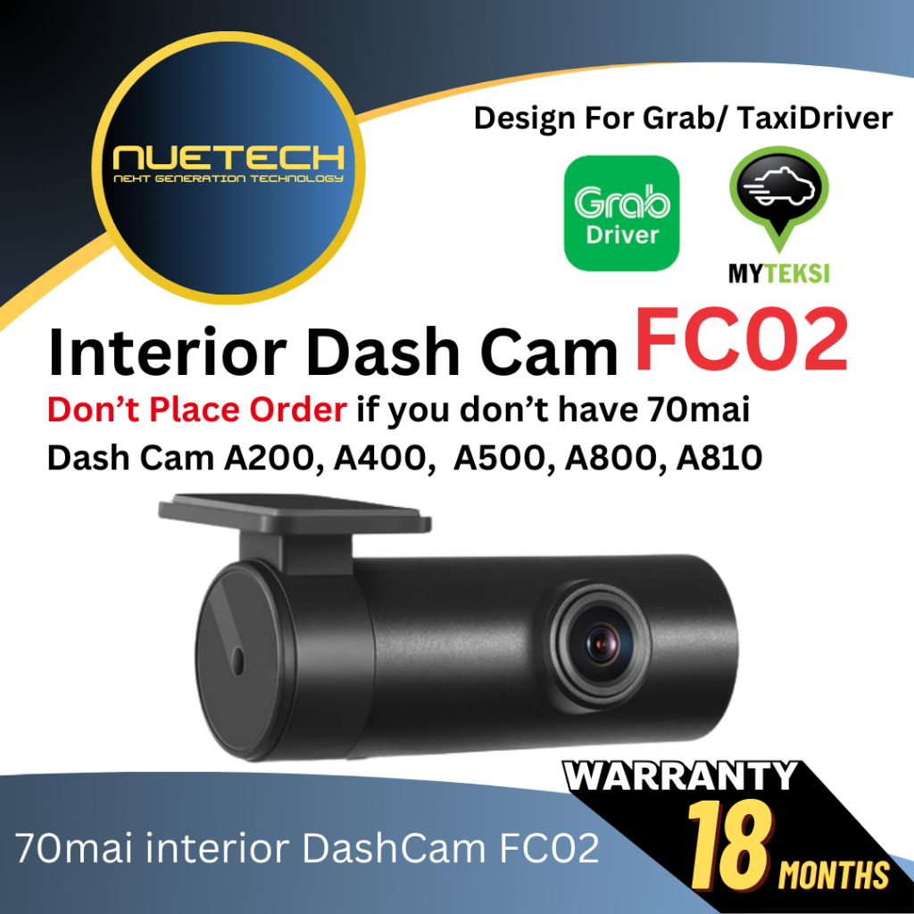 70mai Interior Cam FC02 only suitable for A200, A500S, A400, A800S ...