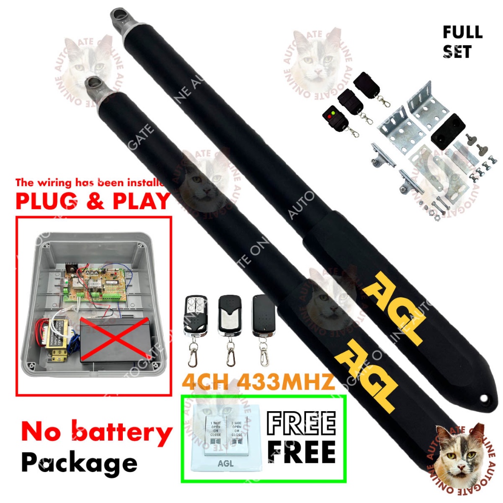 AGL 212L ( 4CH 433MHZ ) ( FULL SET ) SWING ARM AUTOGATE HEAVY DUTY SWING AND FOLDING AUTO GATE ...
