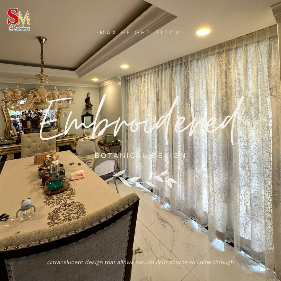 【SM CURTAIN】Botanical 300cm Langsir Curtain Sheer🌷Free Potong Tinggi🌷 ...