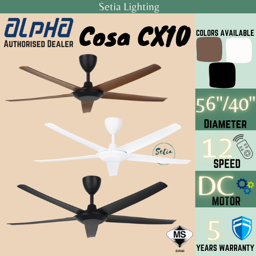 Alpha Cosa CX10 5 blade 56 40 ceiling fan with remote Black kipas murah ...