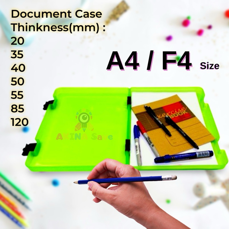 AKINA SAVE 20mm 35mm 40mm 55mm F4 A4 Document Case File Kotak Plasic ...
