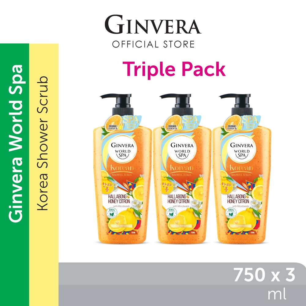 (Triple Pack) Ginvera World Spa Korea Shower Scrub Hallabong & Honey Citron (750ml) x3 | Shopee ...