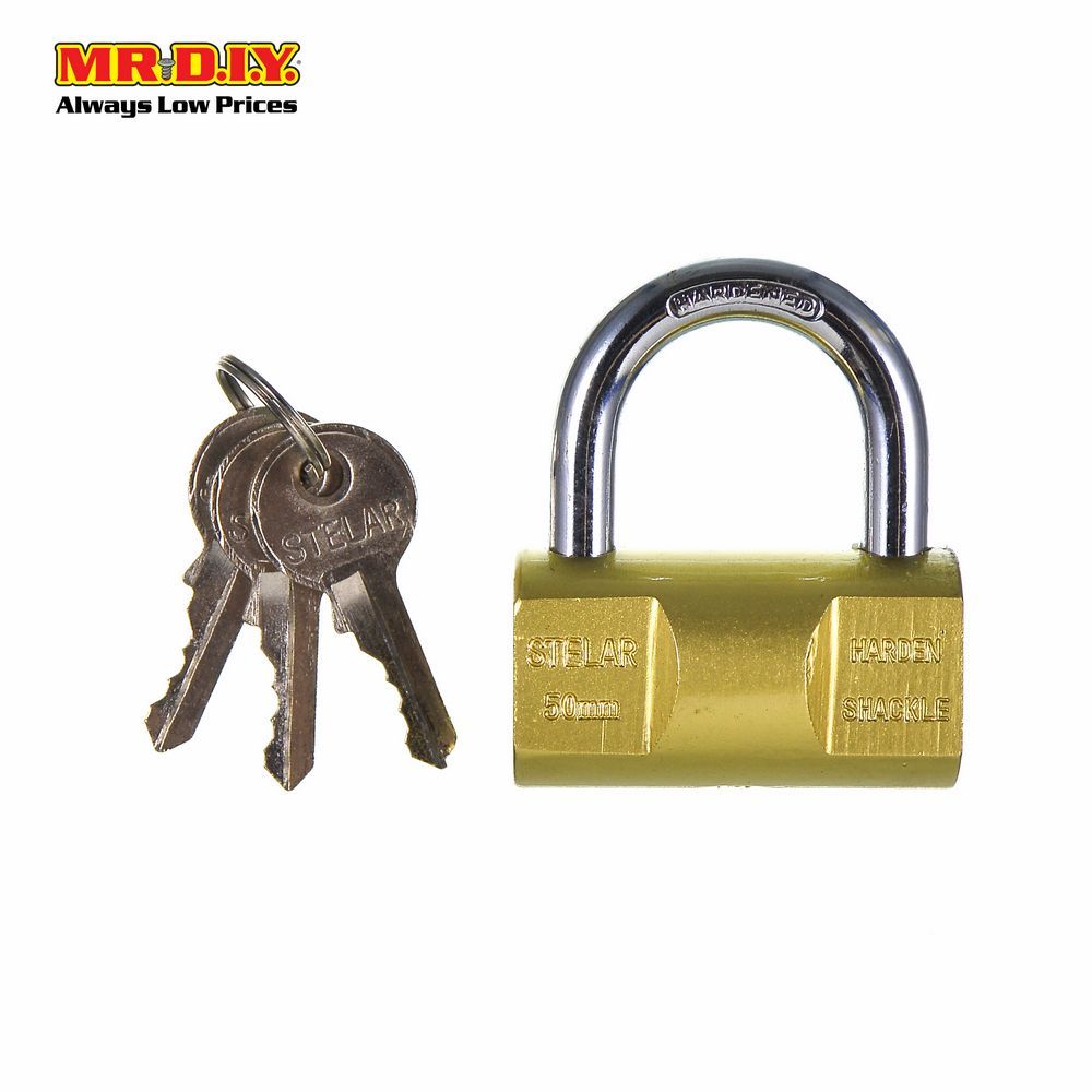 STELAR Brass Block Heavy-Duty Security Padlock Double Lock (50mm ...
