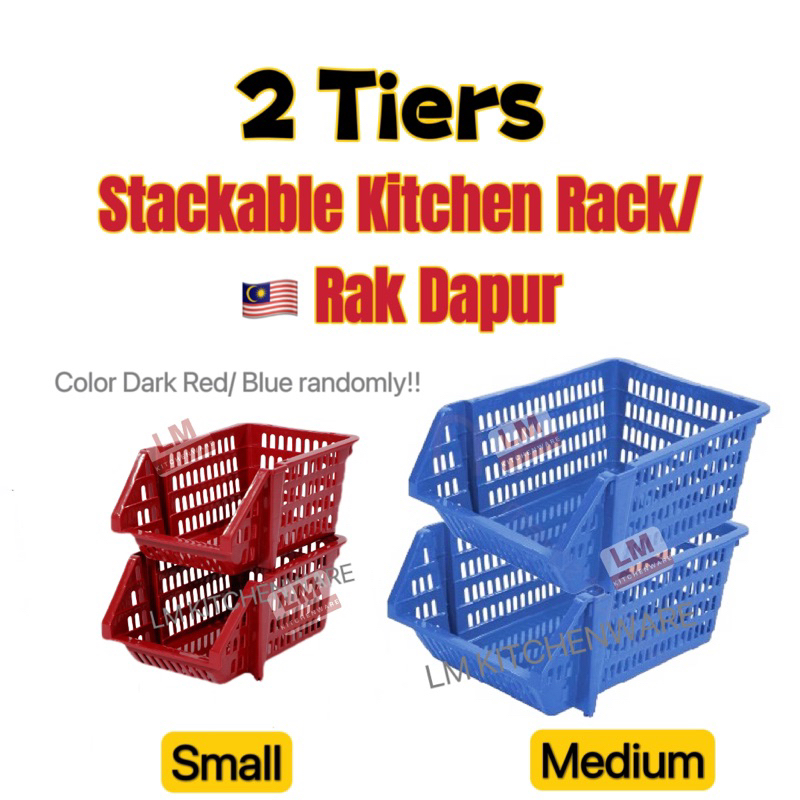 2 TIER STACKABLE KITCHEN RACK / SHELF STORAGE / 2 TINGKAT RAK DAPUR 2 ...