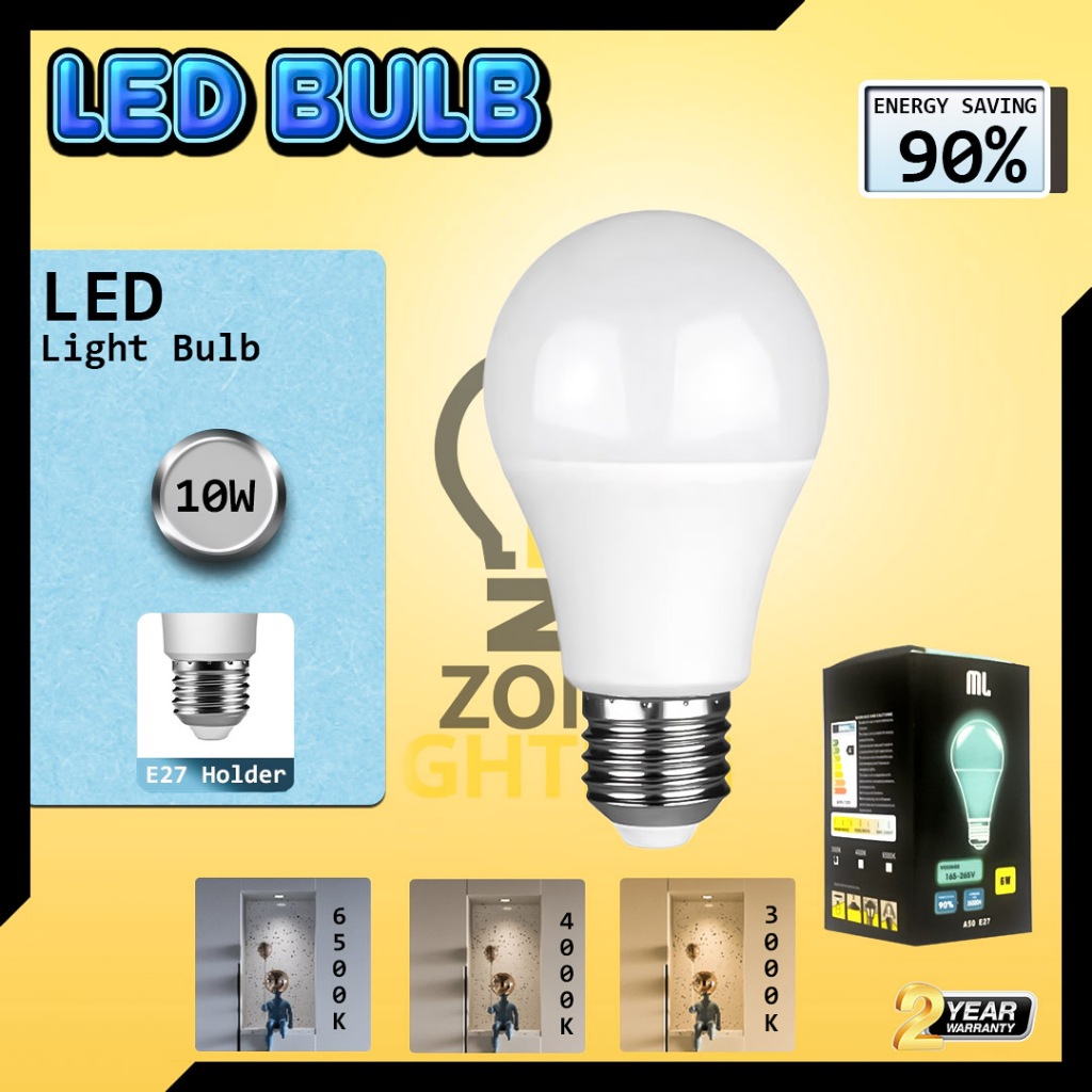 LED Bulb E27 10W Energy Saving Super Bright Light Bulb Lampu Mentol ...