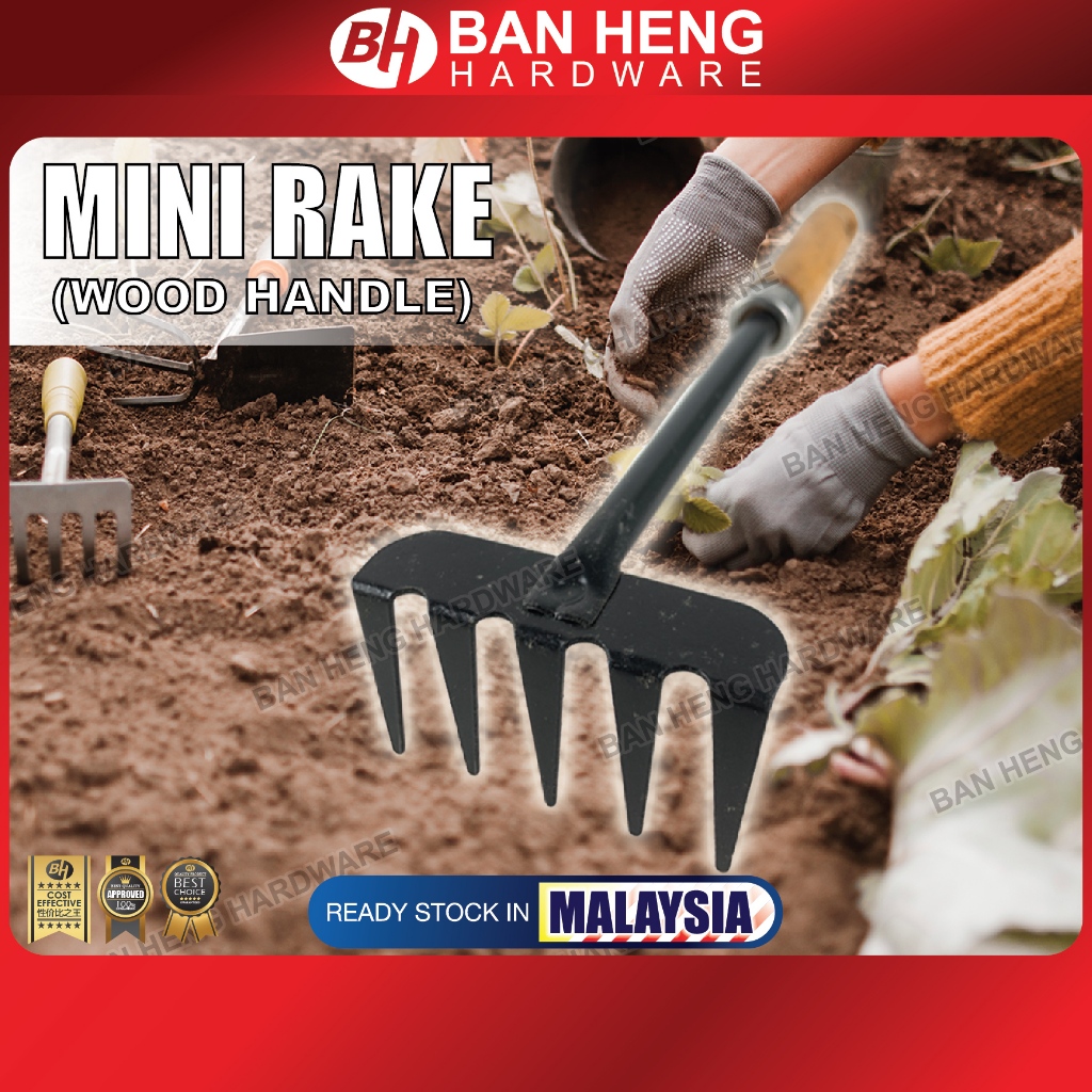 Garden Hand Rake, Garden Tillage Tool, Portable Small Rake with Black ...