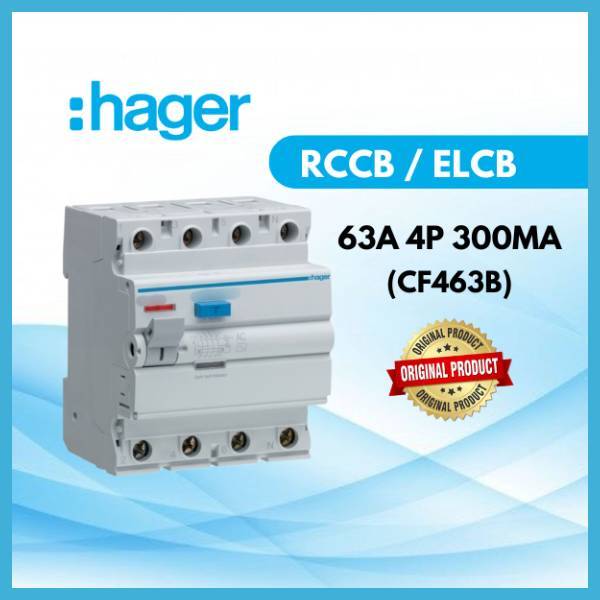 HAGER RCCB/ELCB 63A 4P 300MA (CF463B) | Shopee Malaysia