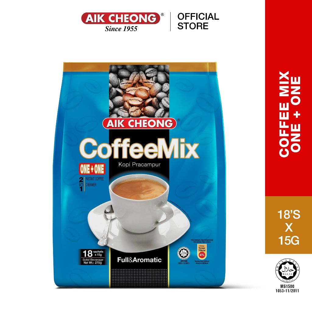 AIK CHEONG Coffee Mix 2in1 270g (15g x 18 sachets) - One + One | Shopee ...