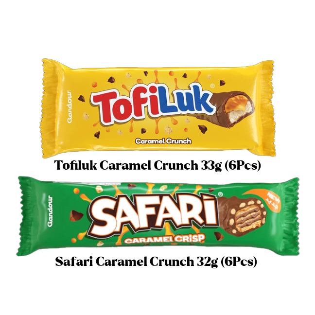 Tofiluk Caramel Crunch 33g & Safari Caramel Crunch 32g Chocolate Mix (6 ...