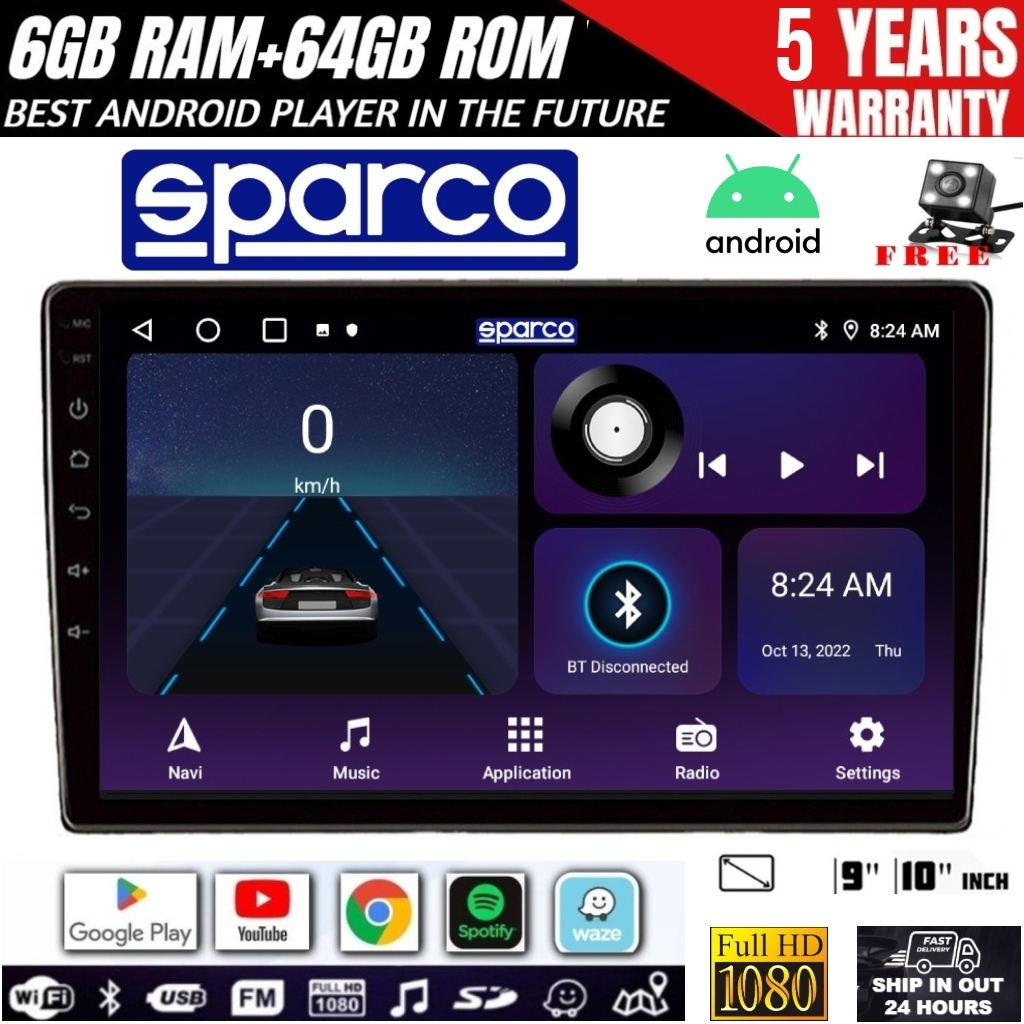 Sparco 9"/10" Inch IPS Screen Android Car Player (6GB+64GB) Rom 2 Din ...