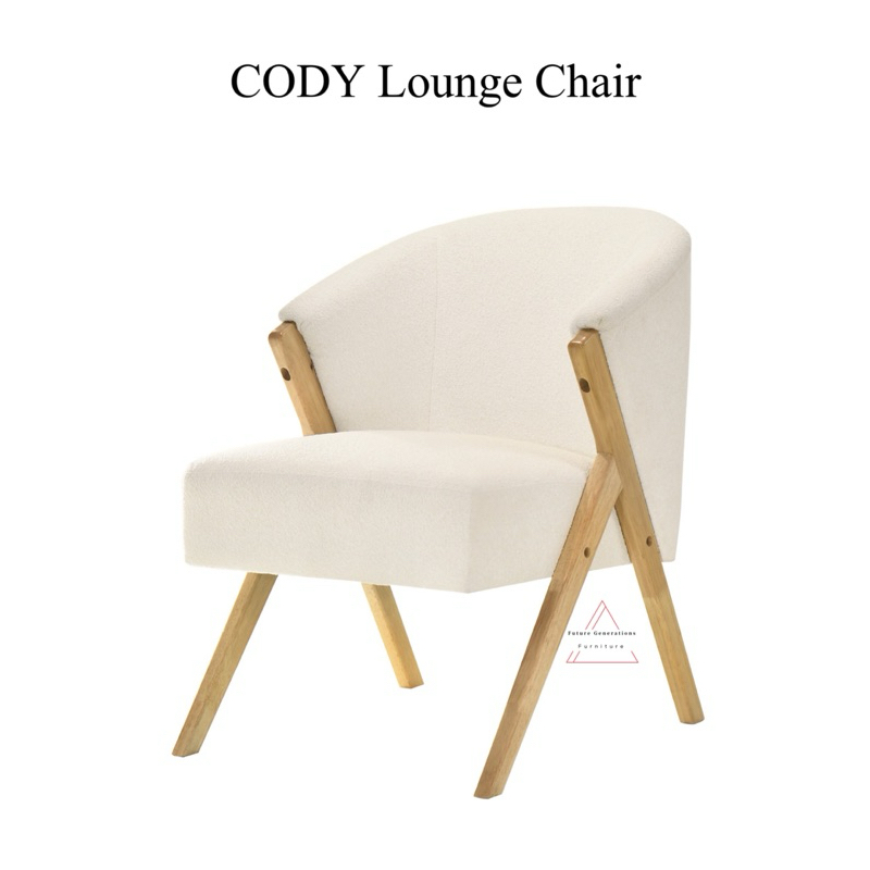 【Ready Stock】Lounge chair With Solid Wood/Fabric Boucle Lounge Chair ...