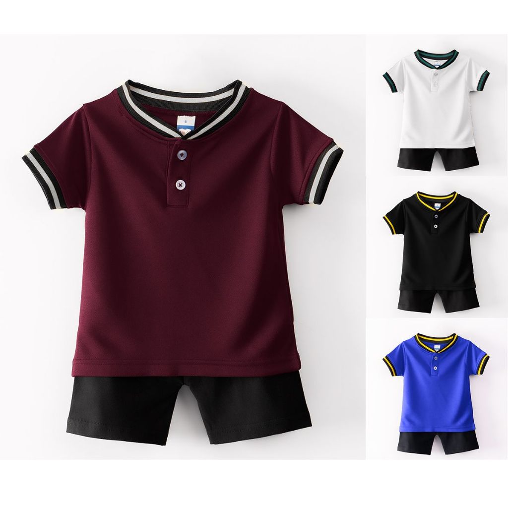 Kids Set Casual Polo MIcrofiber Short Sleeve With Cotton Short Pants ...
