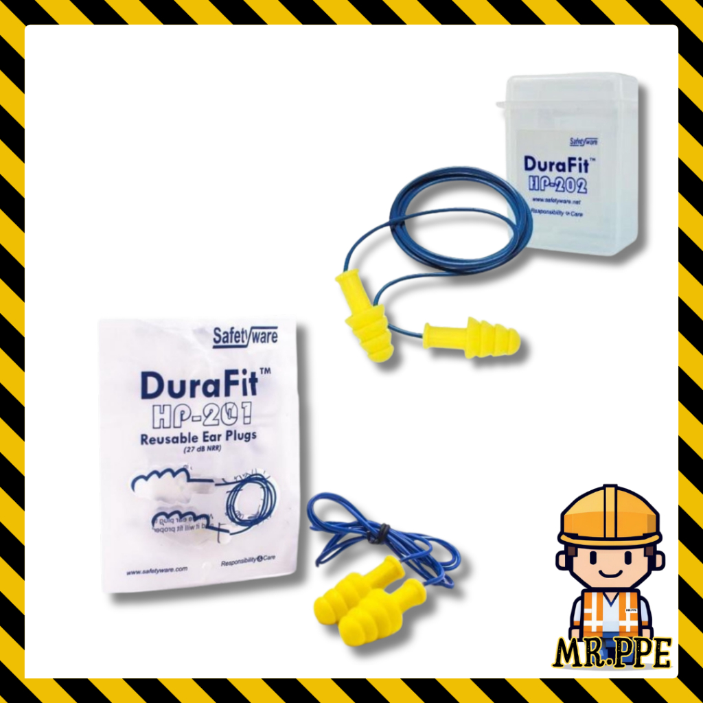 Durafit Earplug Safety 27dB Reusable Safetyware Durafit HP-201/202 ...
