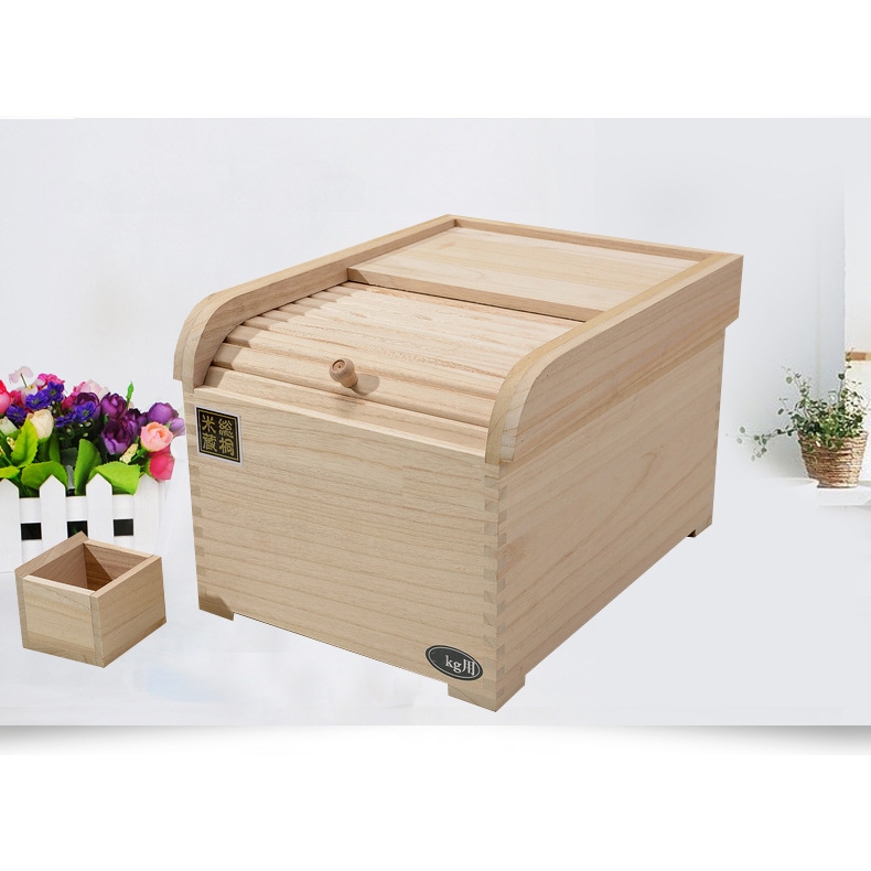 Wooden Rice Bucket Wood Rice Pail Wooden Rice Container Prevent ...