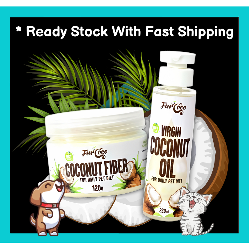 FurCoco Virgin Coconut Oil and Fiber(hairball control) for Cat / Dog ...