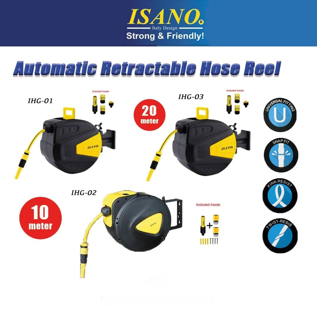 ISANO IHG-01 IHG-02 10m Automatic Retractable Hose Reel 10 METER AUTO ...