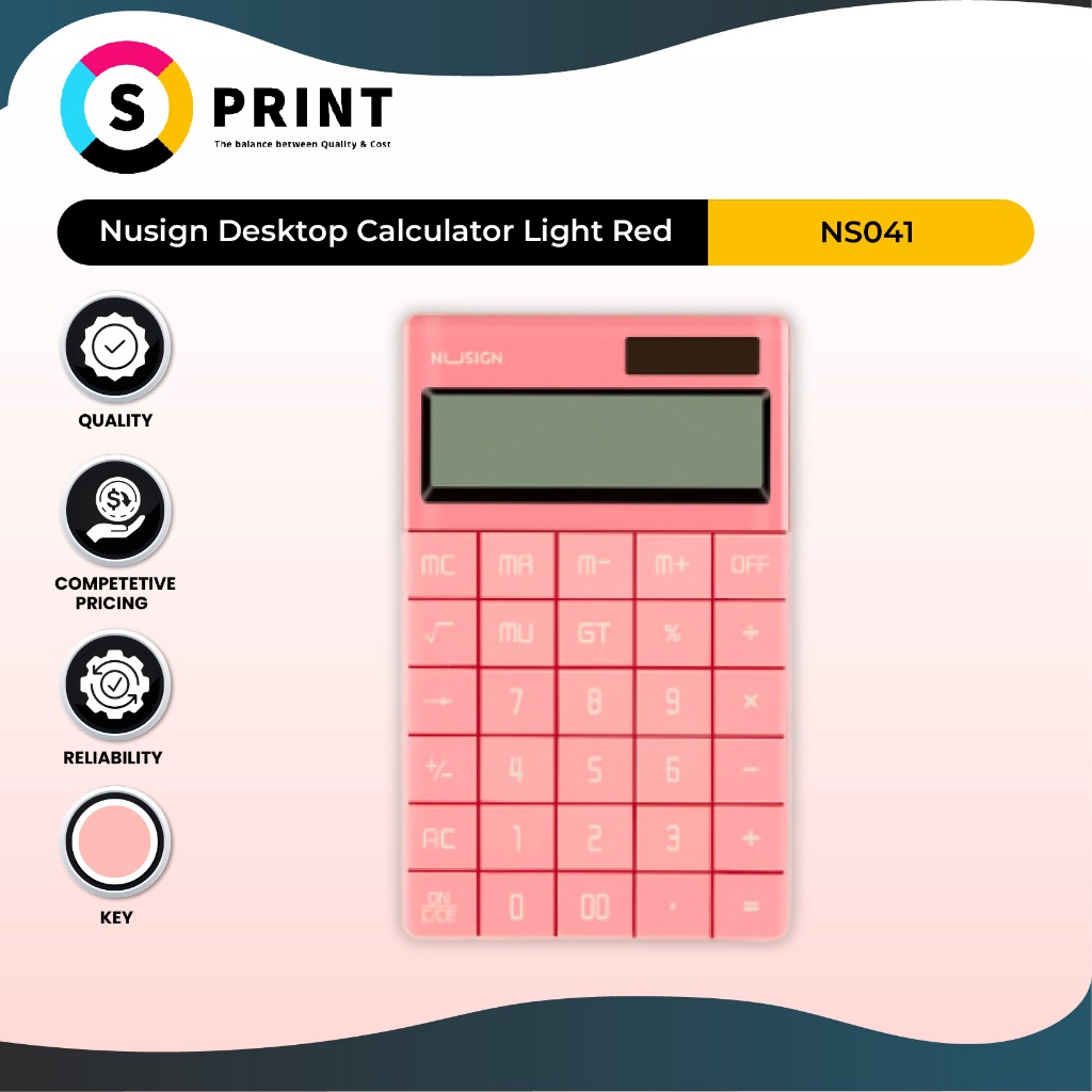 Nusign Desktop Calculator Light Red | Shopee Malaysia
