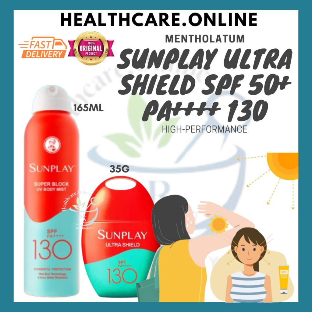 SUNPLAY ULTRA SHIELD SPF 50+ PA++++ 130 HIGH-PERFORMANCE [ 35G / SPRAY 165ML ] | Shopee Malaysia