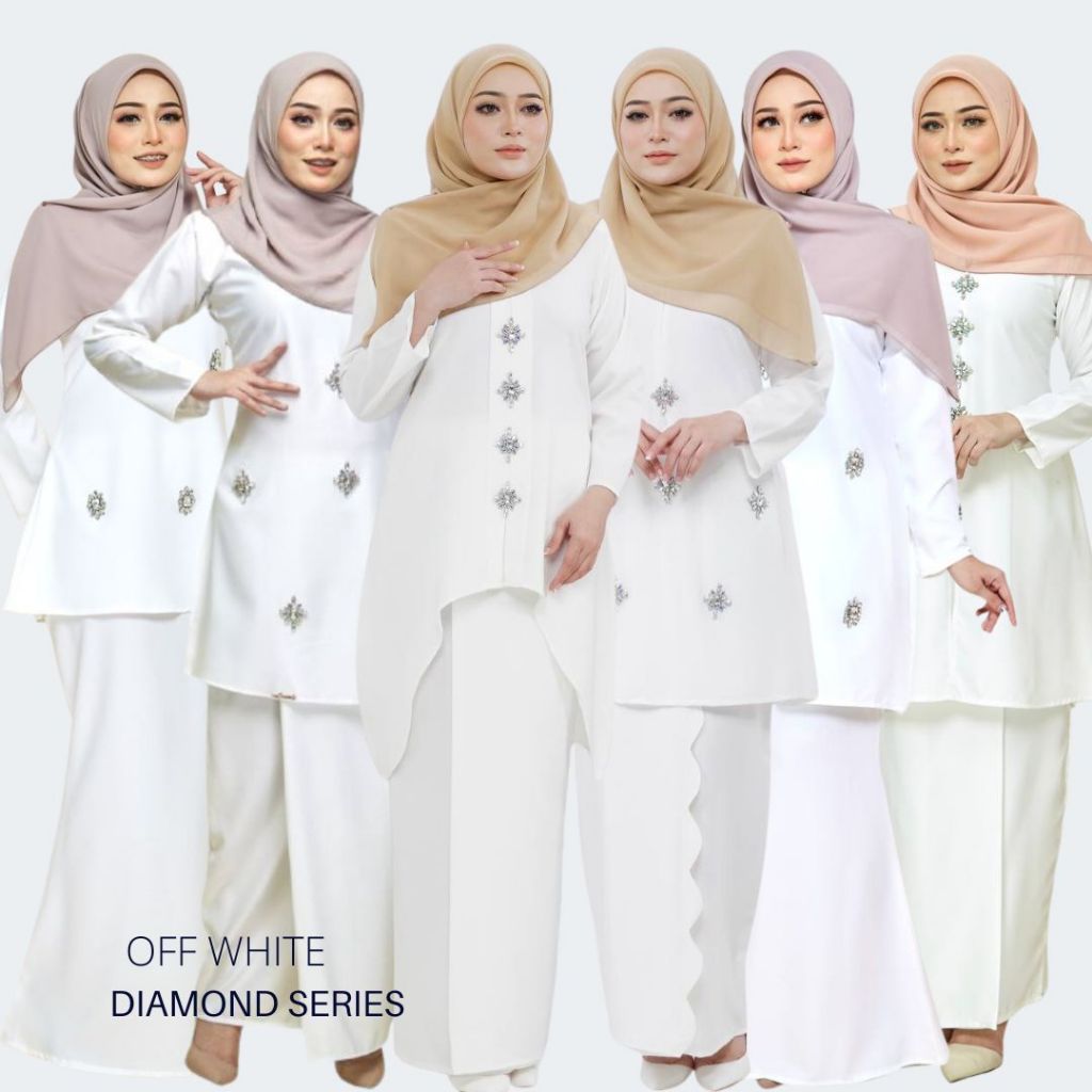 [off white putih] Plain Basic Diamond Series kurung kebarung moden riau ...