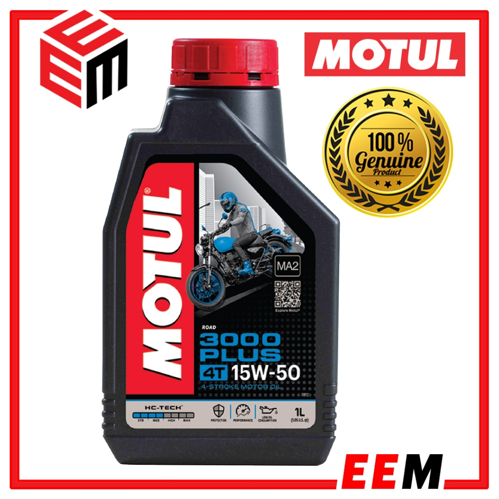 MOTUL 3000 PLUS 4T 15W50 ENGINE LUBRICANT (100% GENUINE PRODUCT) WITH ...
