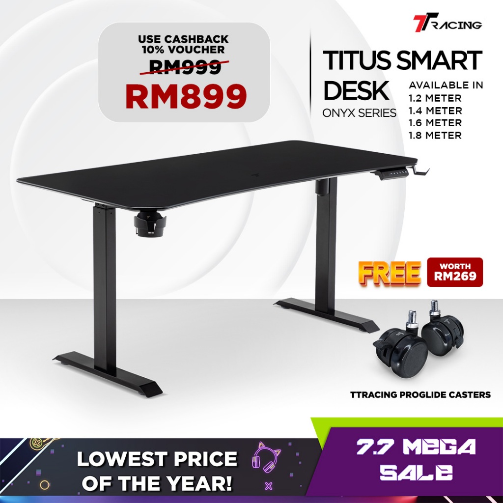 TTRacing Titus Ergonomic Standing Table Height Adjustable Computer Desk ...