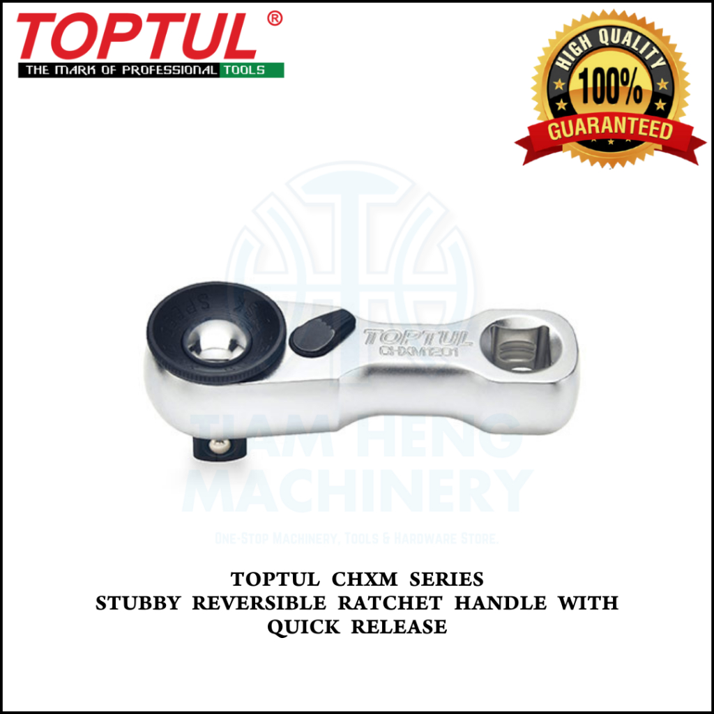 TOPTUL CHXM SERIES STUBBY REVERSIBLE RATCHET HANDLE WITH QUICK RELEASE ...