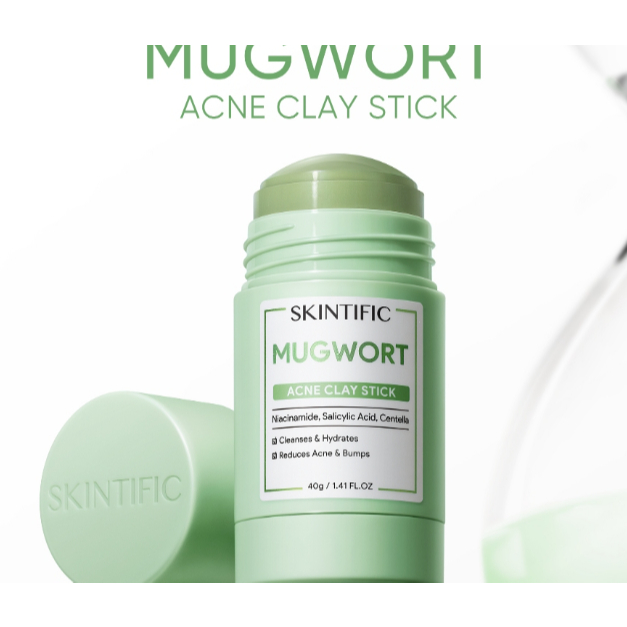 SKINTIFIC Mugwort Clay Mask Stick Mask Cleansing Clay Masker Muka ...