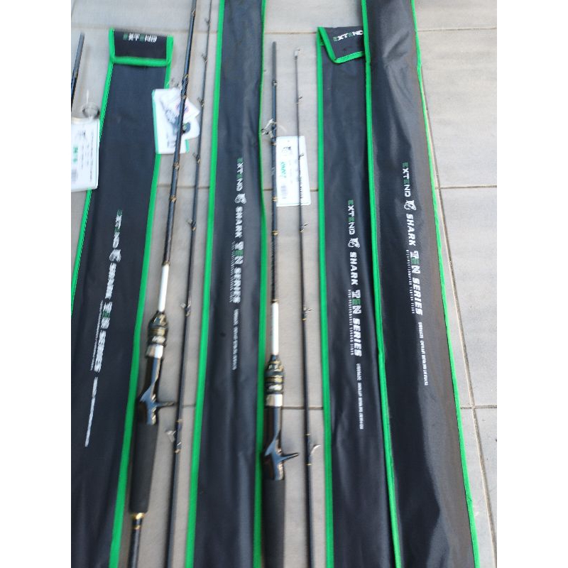 GREEN EXTEND SHARK TEN SERIES CASTING/SPINNING ROD(Free Topi) | Shopee ...