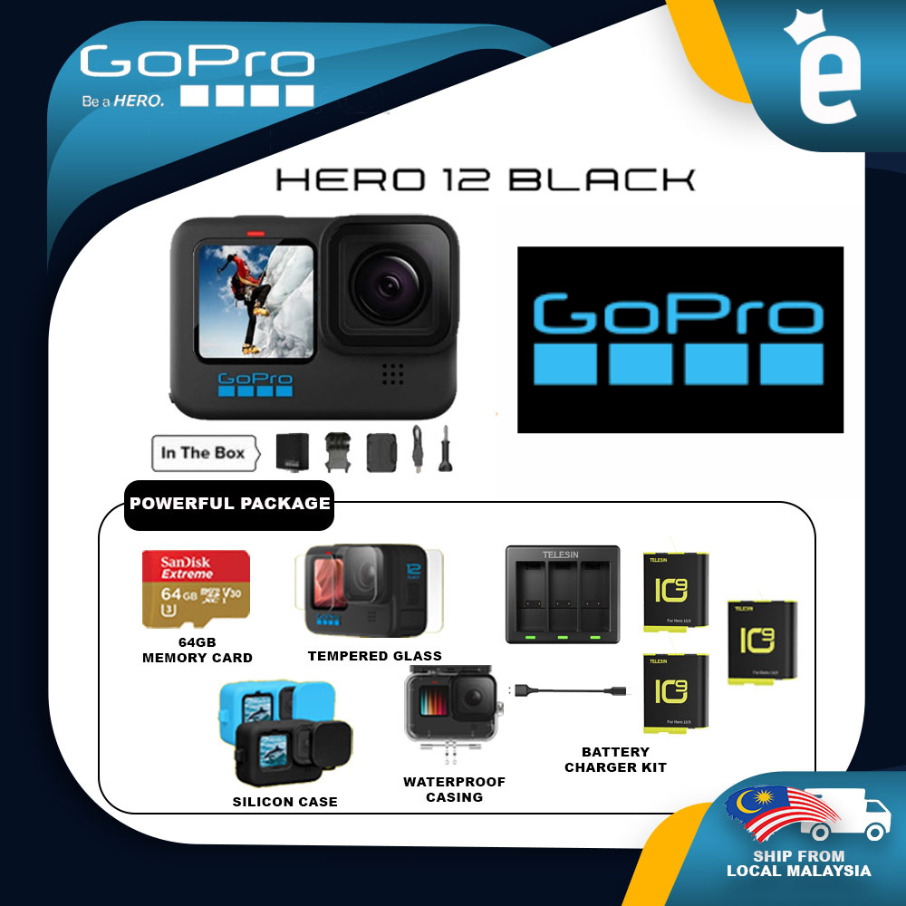 Gopro HERO 12 Black HERO12 5.3K60 27MP Hypersmooth 6.0 10-Bit HDR Video ...