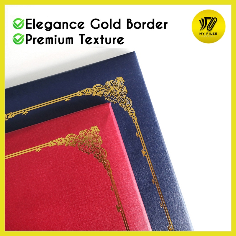 MYFILES A4 Certificate Holder Hard Cover with Gold Border PVC Fail ...