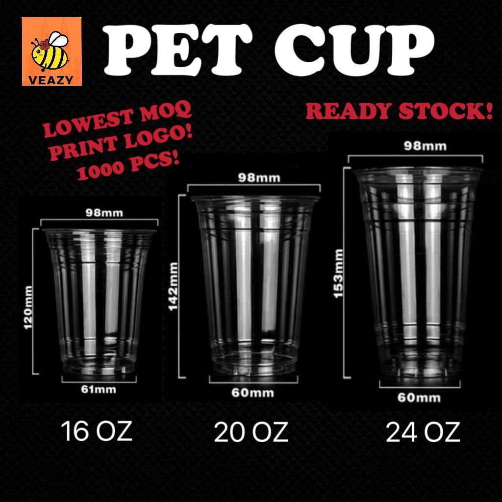 PET CUP 16OZ / 20OZ / 24OZ *CAWAN LOGO PRINT* *CAWAN PLASTIC* [FAST ...