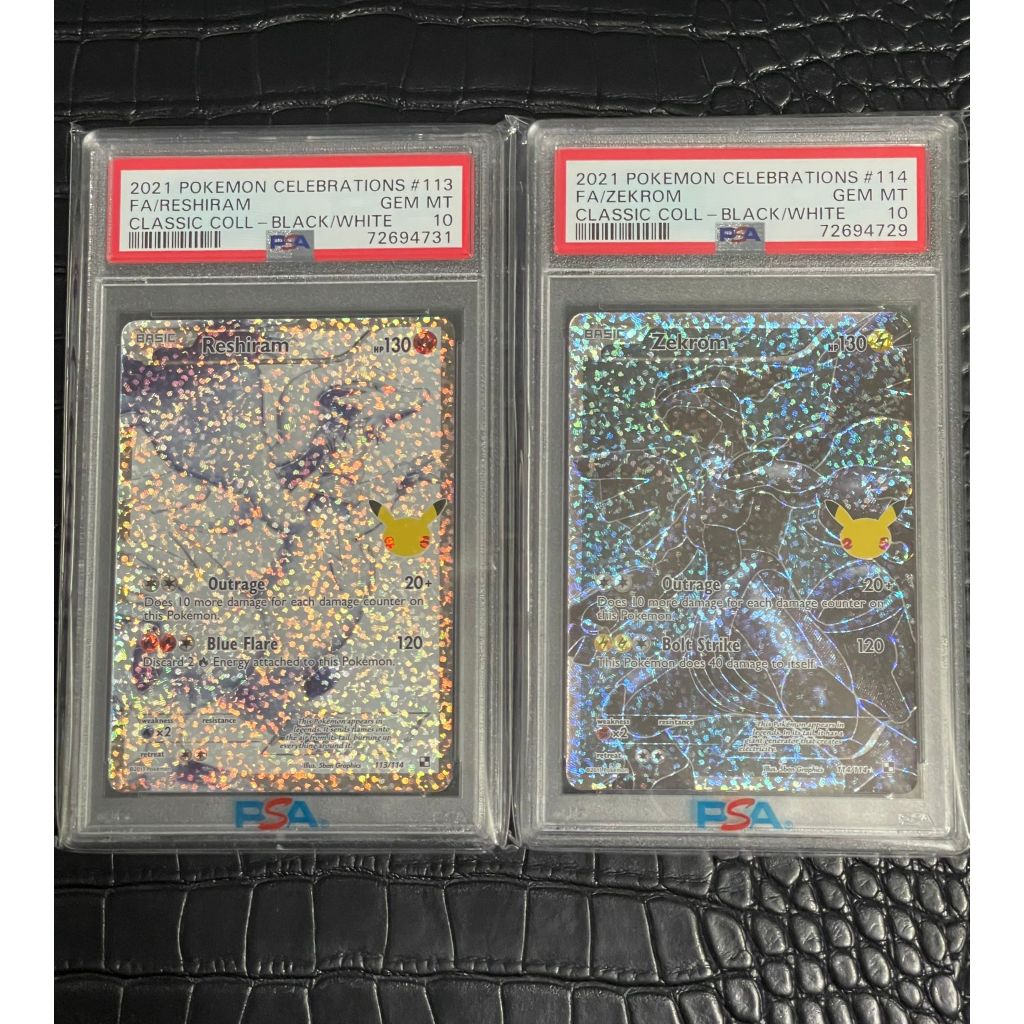 2021 Pokemon Reshiram & Zekrom ENGLISH Full Art PSA Graded Slab PSA 10 Gem Mint Celebration ...