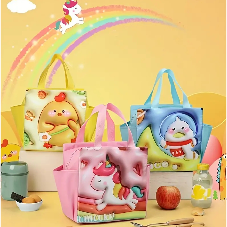 3D 2 Pocket Lunch Bag Insulated Lunch Bag Quality Thermal Bag Portable ...