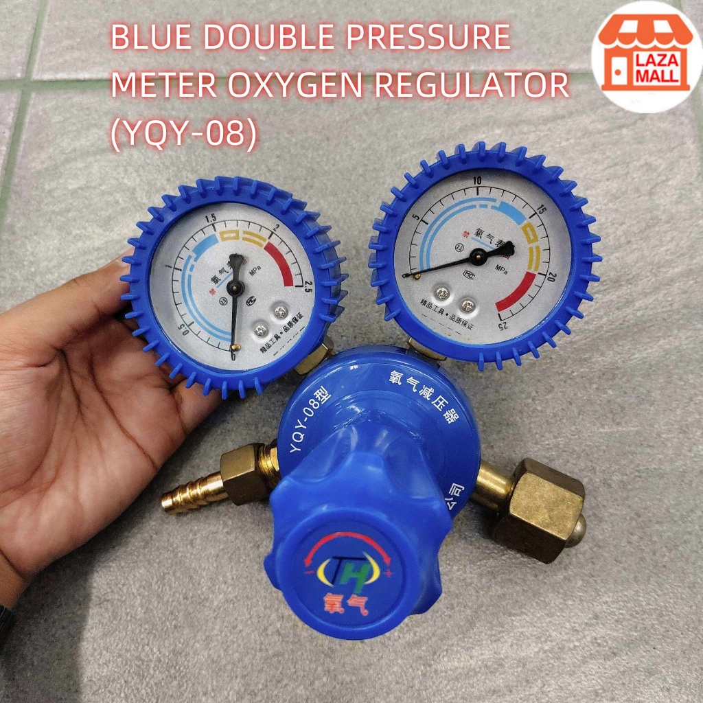 OXYGEN GAS REGULATOR VALVE BLUE DOUBLE PRESSURE METER YQY-08/CONTROLLING OXYGEN/WELDING TOOLS ...