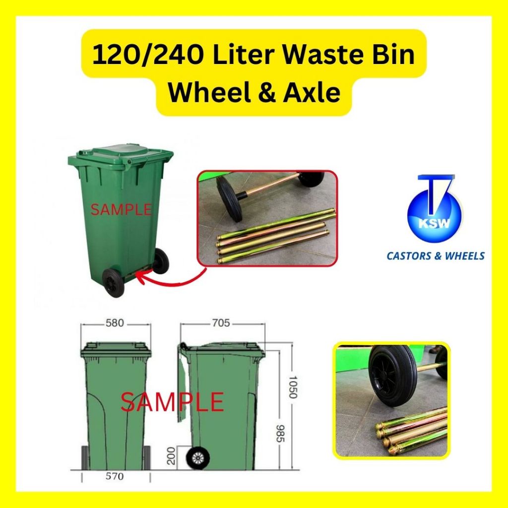 8" Rhombus Waste Bin Rubber Wheel | Roda Getah Tong Sampah 120lt ...