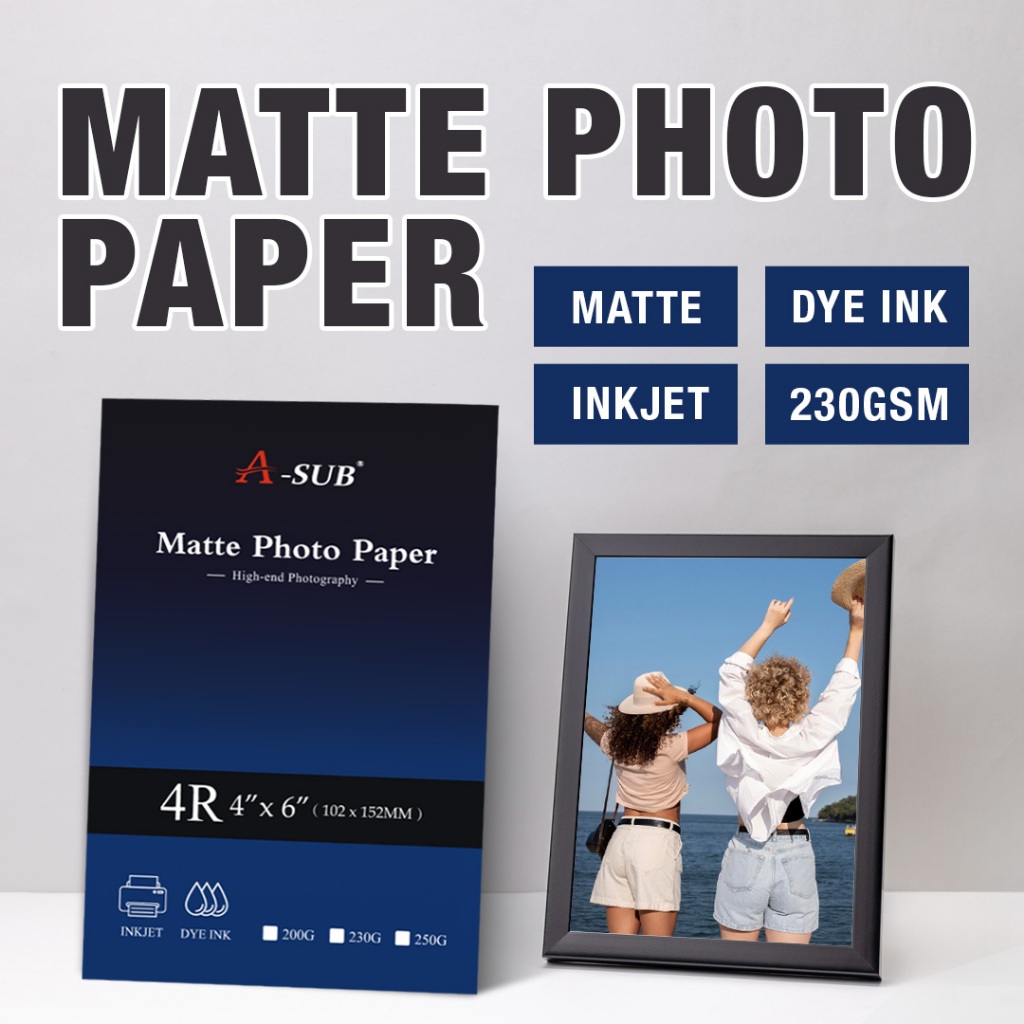 A-SUB Single Matte Coated Photo Paper 4R Size 230gsm 100Sheets For ...