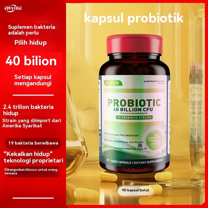 DYVIRE probiotik aktif 40 bilion probiotik 19 jenis bakteria berfaedah ...
