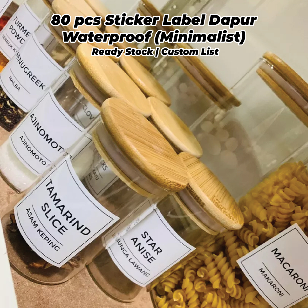 80 pcs Sticker Label Dapur Waterproof (Minimalist) | Ready Stock ...