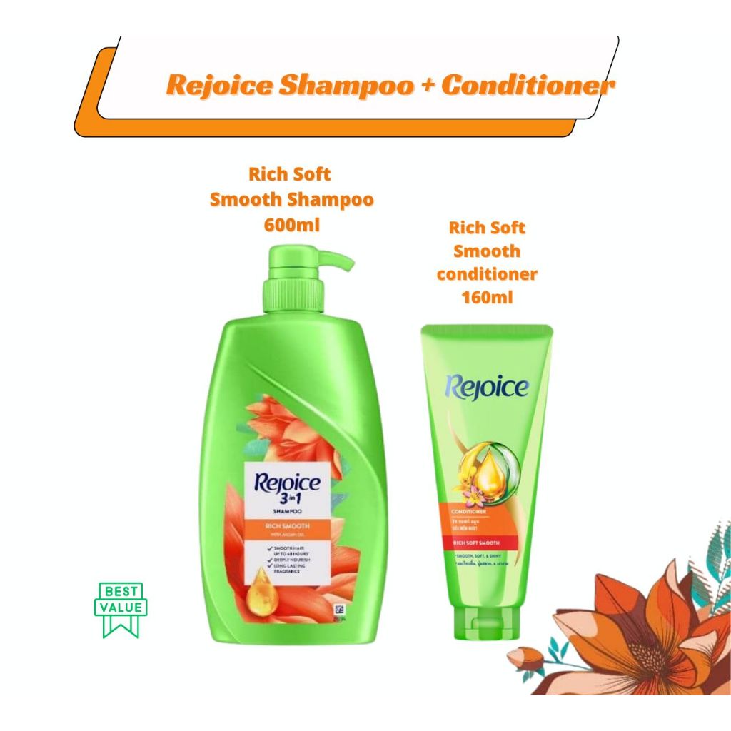 Rejoice 3IN1 Hair Shampoo 600ml / Rejoice Rich Smooth Anti Dandruff Jeju Rose Shampoo 600ml ...