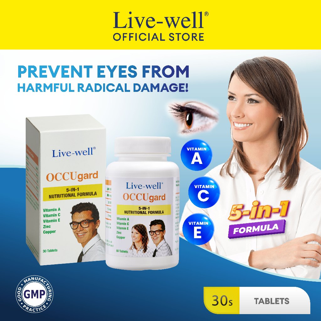 Live-well Occugard Supplement Vitamin A C E Zinc Cooper Nutrional Eye ...