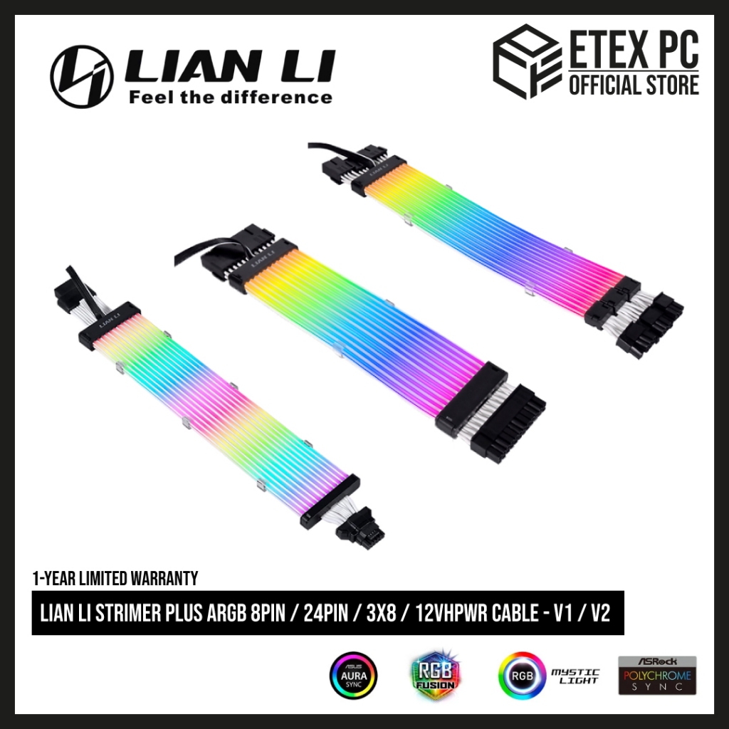 LIAN LI Strimer Plus ARGB 8Pin / 24Pin / 3X8 / 12VHPWR Cable - V1 / V2 ...