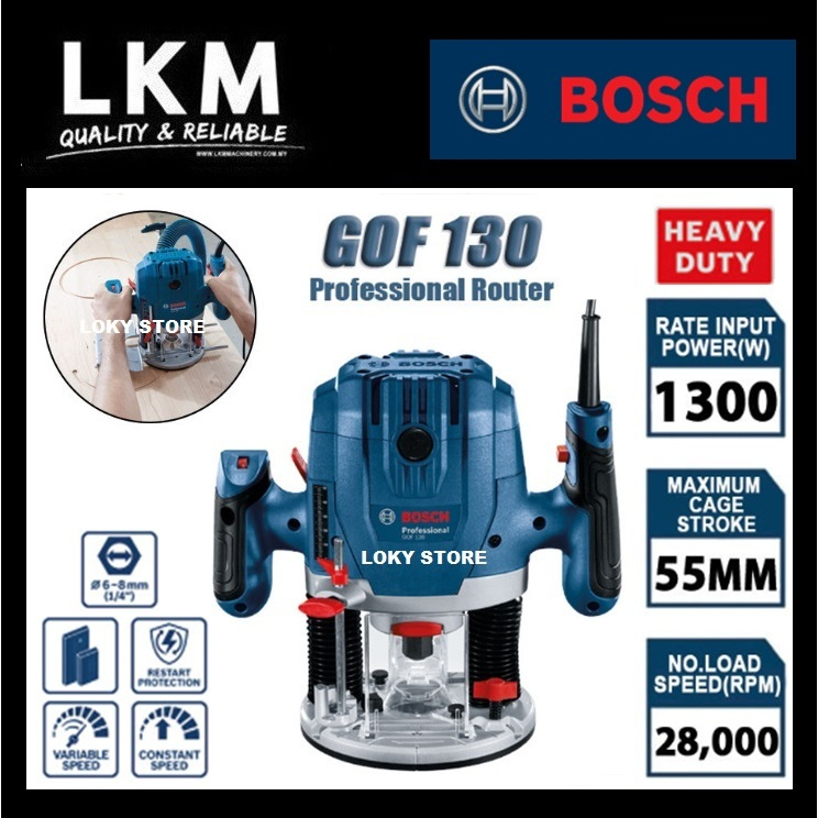 BOSCH GOF 130 Professional Router With Wrench + Parallel + Template ...