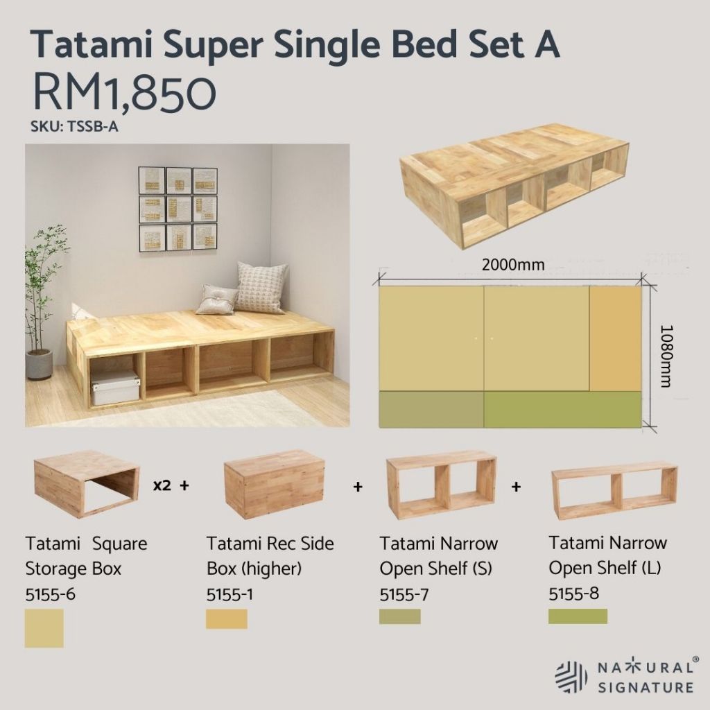 Natural Signature TSSB Tatami Package-Super Single Bedframe Set/Tatami Super Single bedframe ...