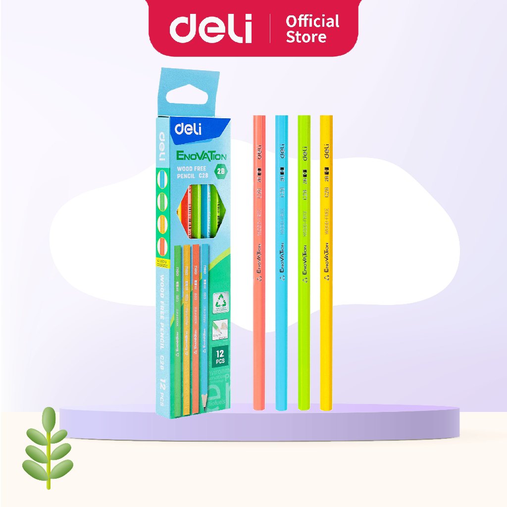 Deli Enovation Wood Free Pencil 2B Alat Tulis Barang Sekolah Cute ...