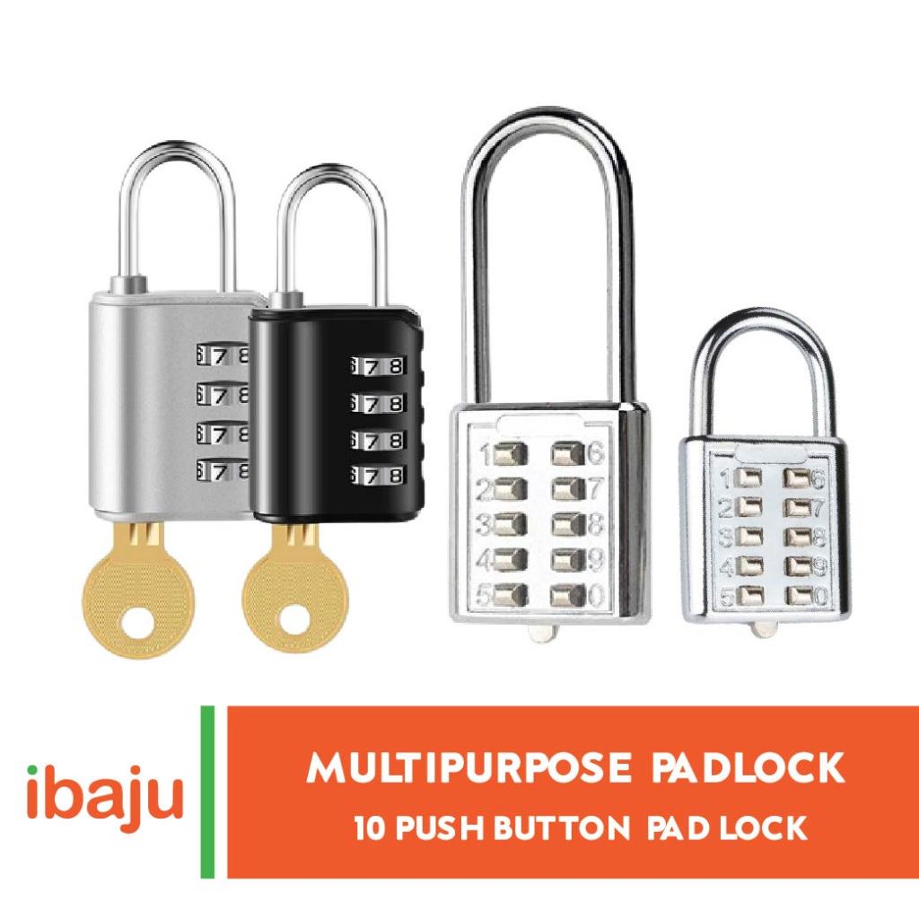 JCP x Combination Padlock 10 Digit Push Numbers Button Combination Pad ...