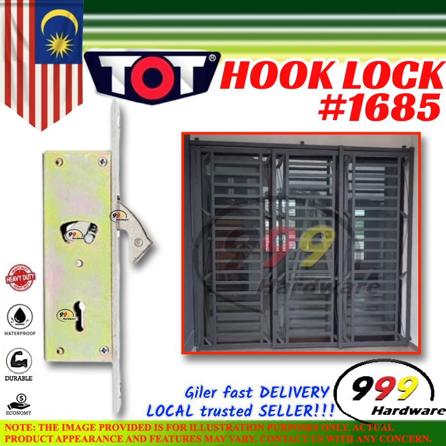 999 TOT Hook Lock 1685 / 1515 Grill Door Lock / Aluminium Gate Lock ...