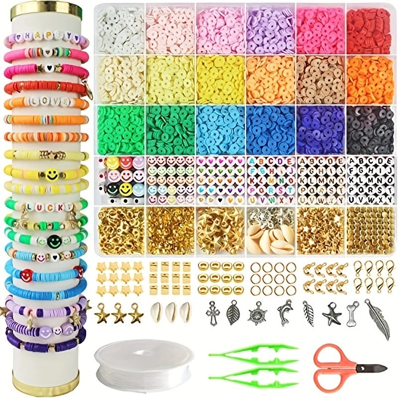 6MM Heishi Beads Bracelet DIY Kit Set 4600pcs Clay Beads Alphabet Beads ...