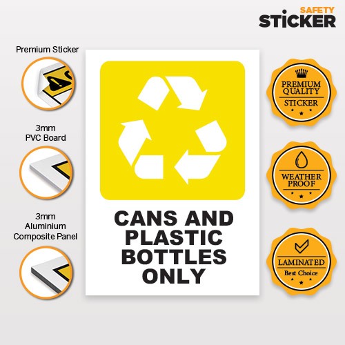 Recycle Sign Sticker | Cans and Plastic Bottles Only | Shopee Malaysia